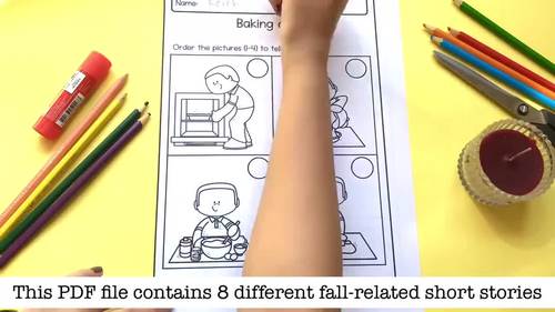 Fall Theme 4 Step Short Story Sequencing with Pictures Worksheets