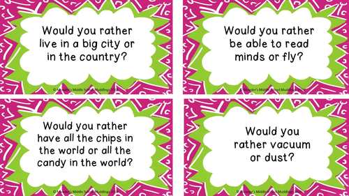 Would You Rather Ice Breaker Game by Mowder's Middle School Muddlings