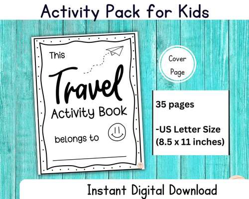 Travel Activity Book, Activity Bundle for kids ages 7-12, Fun ...