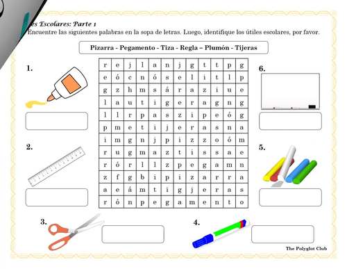 Vocabulary Worksheet - Útiles Escolares - Español (Spanish) | TPT
