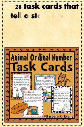 ORDINAL NUMBERS TASK CARDS Animal Theme Number Concepts Critical Thinking