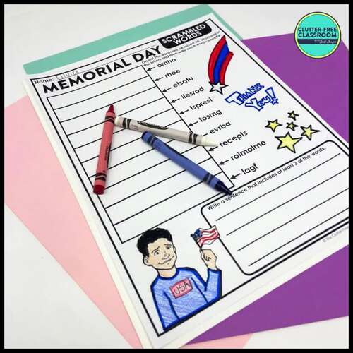 MEMORIAL DAY ACTIVITY PACKET word search early finisher activities ...
