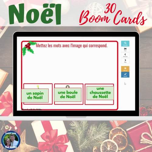 French Christmas Vocabulary Boom Learning™ Digital Task Cards Deck 1 Noël
