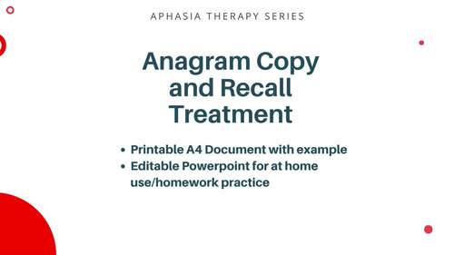 Anagram Copy and Recall Treatment for writing therapy aphasia spelling ...