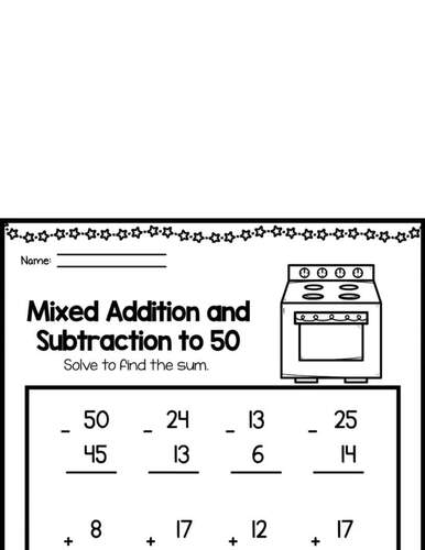 Mixed Addition And Subtraction to 50 Worksheets | Mixed Add & Subtract ...