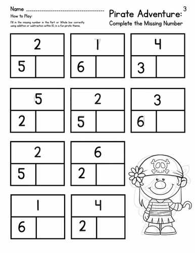 Worksheet Title: Pirate Adventure: Complete the Missing Number | TPT