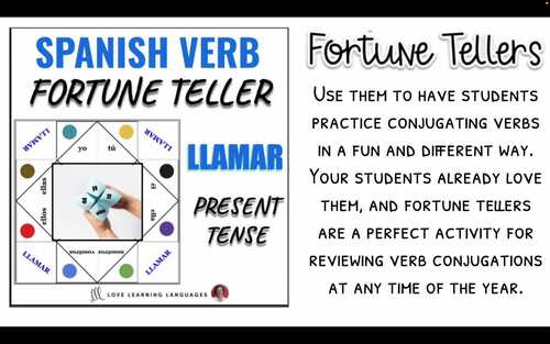 Spanish verb LLAMAR PRESENT TENSE conjugation - Fortune teller - Cootie ...