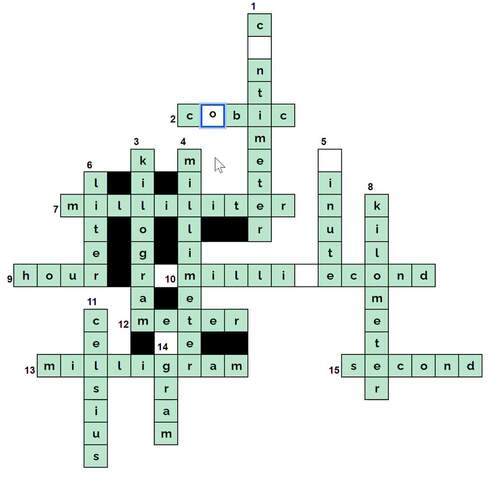 Metric System Units - Digital Crossword Puzzle by Mr Joe Teaches