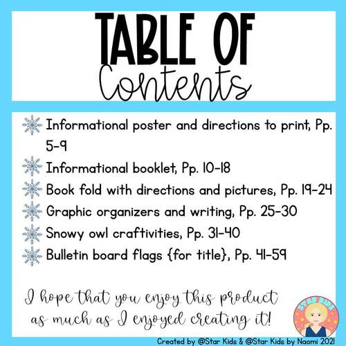 Arctic Animals Unit for Kindergarten | Snowy Owl by Star Kids | TPT