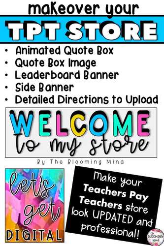 TPT Store Rotating Animated Quote Box and Banners NEON by The Blooming Mind