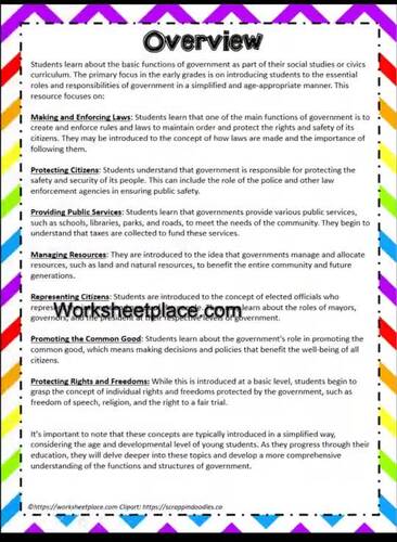 Functions of Government - Civics 2nd-3rd Grade Digital and Prinbtable