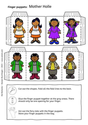 Mother Holle - Hulda - Fairy Tales- finger puppets - Brothers Grimm