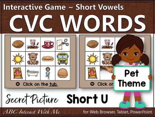 Short U Vowel | CVC Words Interactive Phonics Game {Reveal Secret Picture}
