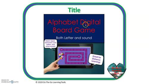 Alphabet and phonics Digital Board Game Kindergarten Preschool No prep