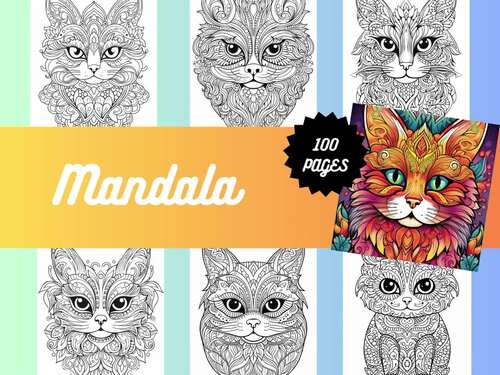 Cat Coloring Book | 100 Large Print Coloring Designs Pages | Stress ...
