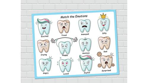 Teeth Emotions Matching Activity for Kids, Dental Health Printable ...