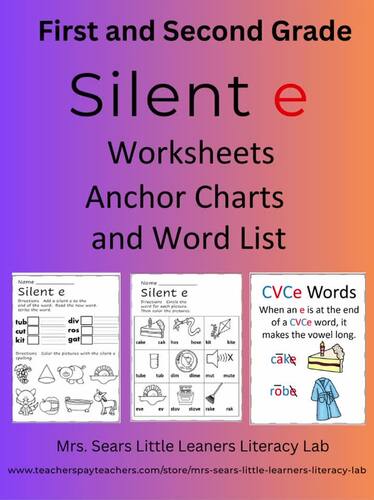 Grades 1 and 2 Silent e Practice by Mrs. Sears Little Learners Literacy Lab