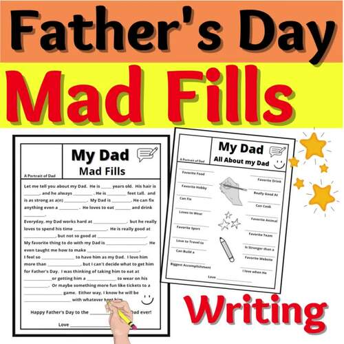 Fathers Day Activity Mad Libs Fills Dad Writing Prompt Letters No Prep ...
