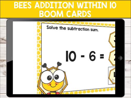 Bee Single Digit Subtraction within 10 Boom Cards Spring Simple ...
