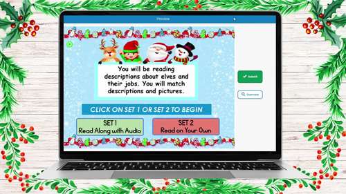 Reading Comprehension - Matching Descriptions to Pictures - Christmas Elves