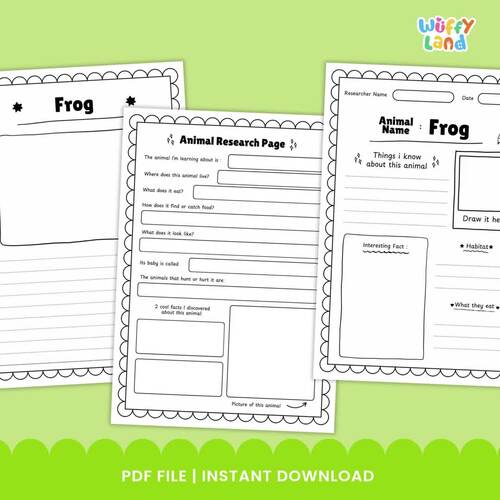 Frog Animal Research Project | Frogs Science Writing Activity & Life Cycle