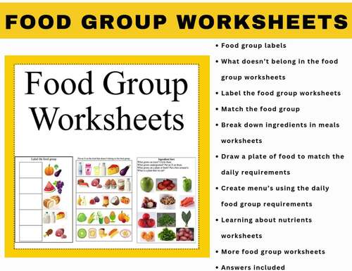 Food Group Activities and Worksheets-Nutrition Learning for Kids