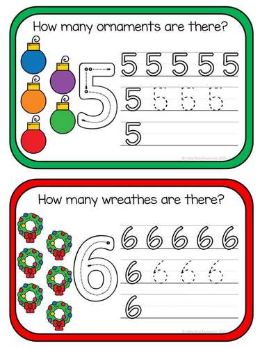 Christmas Number Tracing 1 to 10 Worksheets Number Writing Practice ...