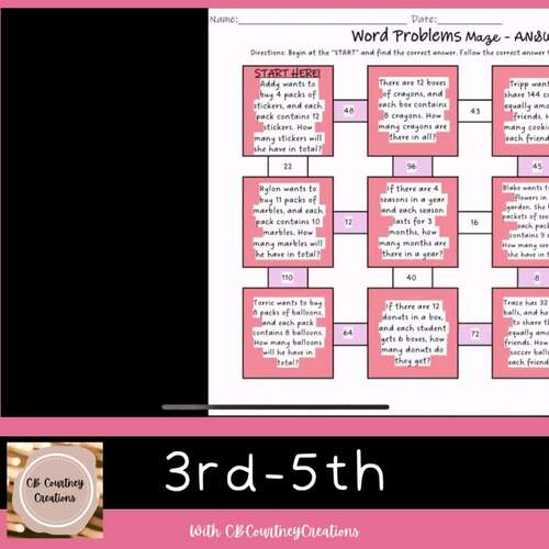 Printable Math Fun Mazes - Word Problems, Multiplication, & Division ...