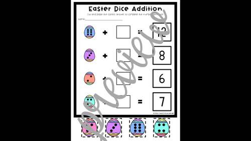 Easter NO PREP Cut and Paste Math Activity Dice Addition to 12 | TPT