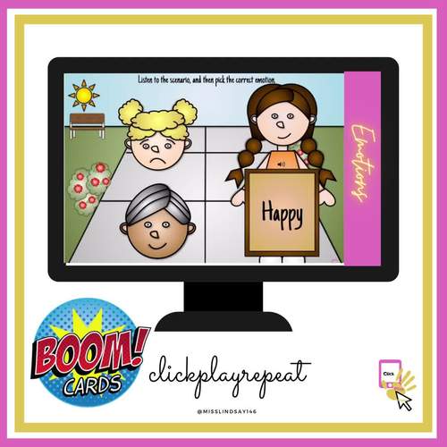 Boom Cards™ What am I feeling? Identify emotions by clickplayrepeat