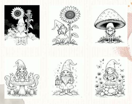 Garden Gnome Girls: Whimsical Adventures in Bloom Coloring Pages
