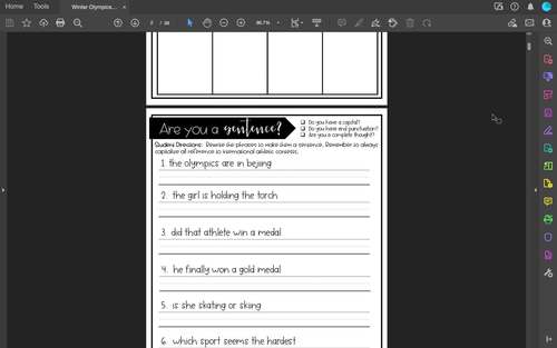 Winter Olympics No Prep Worksheets - Math & ELA by Teacher Tales of ...