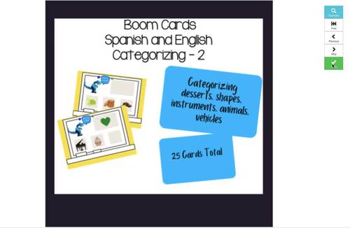 Boom Cards Spanish and English Categorizing - 2 by Speech Therapy Fiesta
