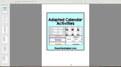 Differentiated Adapted Calendar Activities by The Autism Helper