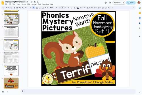 Thanksgiving Turkey Digital Mystery Picture Set 4 - Nonsense Words ...
