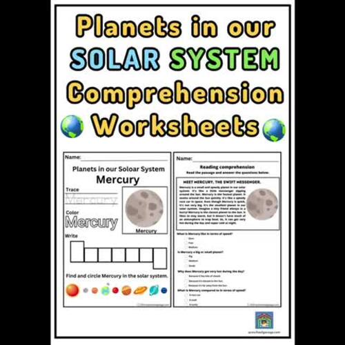 Planets in our SOLAR SYSTEM Comprehension Worksheets by Preschool Garage