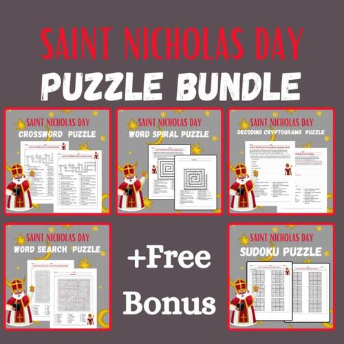 SAINT NICHOLAS DAY Puzzle Bundle - Extensive Worksheet + Free Bonus