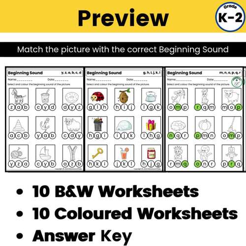 Beginning Sounds 2 - Select the Initial Sound Worksheets by Montessori ...