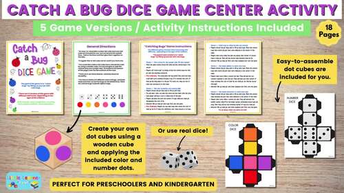 Catch A Bug Dice Game for Pre-K & Kindergarten, Math Dice Game for Centers