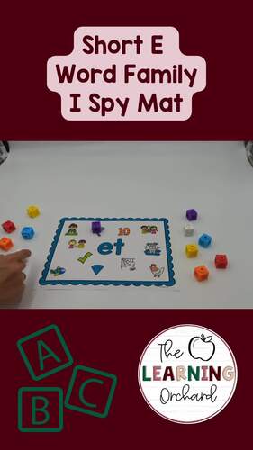 CVC WORD FAMILIES Short E I SPY MATS Phonics Activity Literacy Center