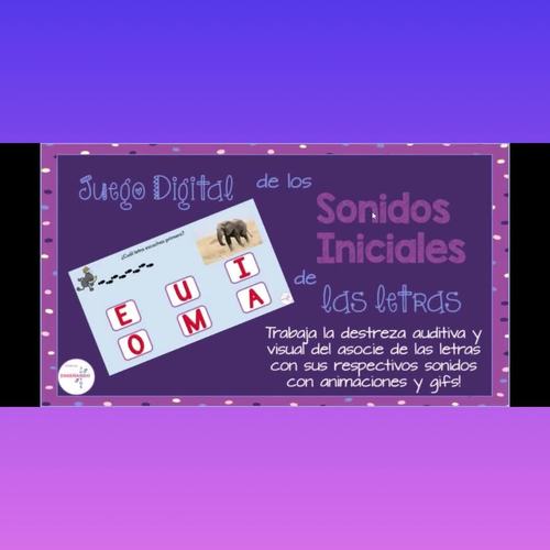 Spanish Alphabet beginning sounds game Sonidos Iniciales Juego Digital