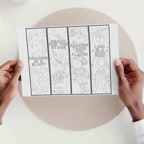 Space Coloring Bookmarks Cute Puns Astronauts Spaceships Craft Student ...