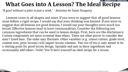 COMPLETE TEACHER Lesson 7 - What Goes into A Lesson? The Ideal Recipe