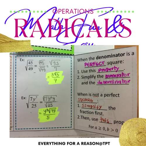 Operations with Radical Expressions Foldable PDF+ EASEL | TPT