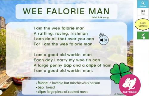 St. Patrick's Day Music Activity - Wee Falorie Man - Boom Cards Game