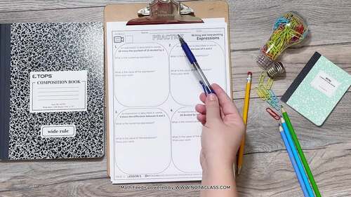 Writing and Interpreting Expressions 5th Grade Math Lesson Review, Test ...