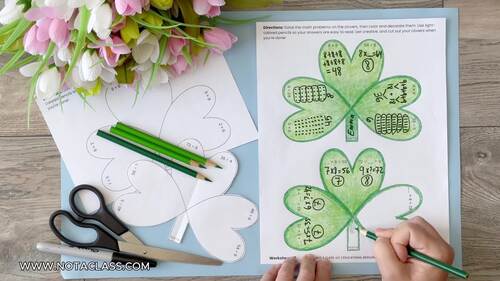 3rd Grade Shamrock Math Craft Multiplication & Division, St Patrick's ...