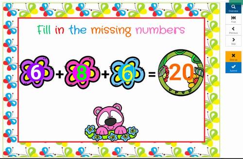Spring Math Adding 3 Numbers Missing Addends Boom Cards 1st Grade Math