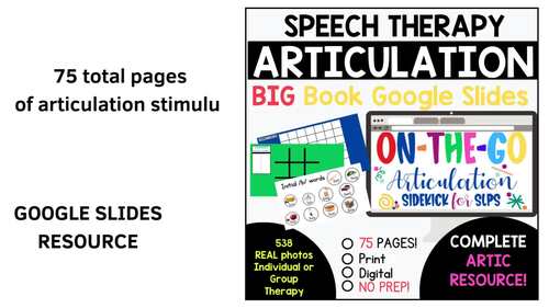 Articulation Book Speech Therapy Google Slides NO PREP Games Real Photos