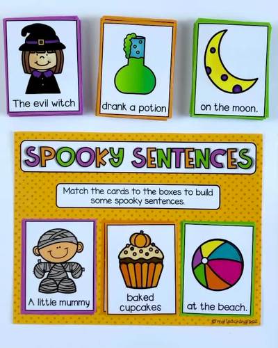 Spooky Sentences - Silly Sentences Writing Center - Halloween October